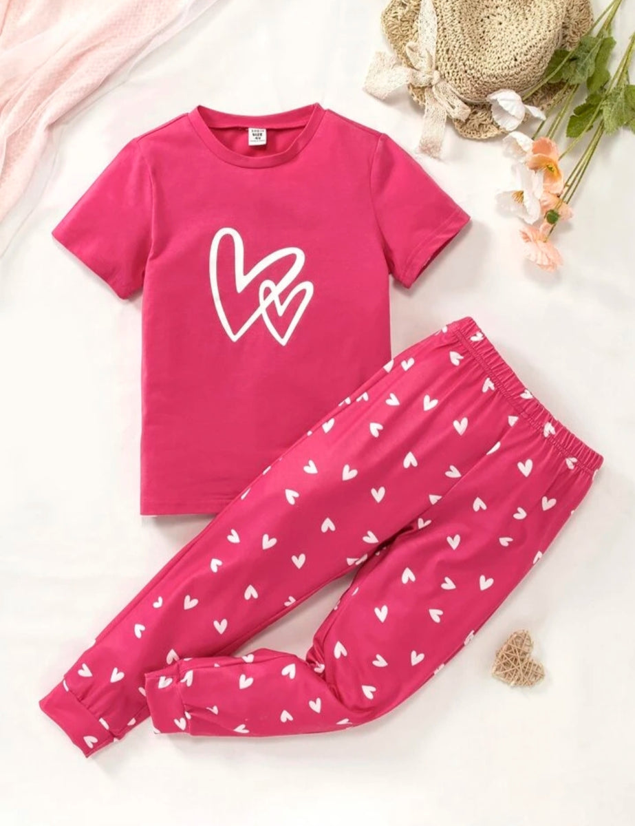 Plush-Nifty Basics - Hearts Love in Bright Pink with Printed Trousers ... Plush-Nifty Basics - Hearts Love in Bright Pink with Printed Trousers ...