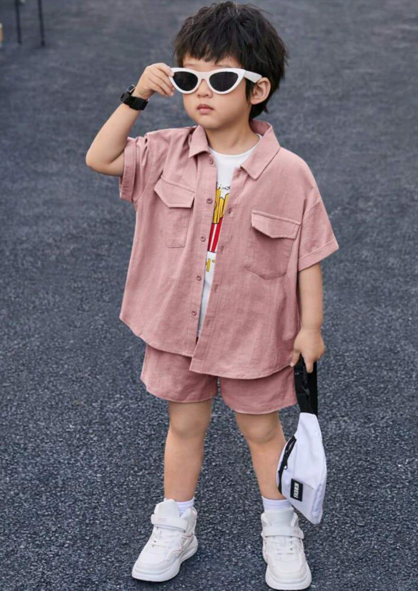 Plush-Boys Short and Shirt Set - Pink – Nifty.pk